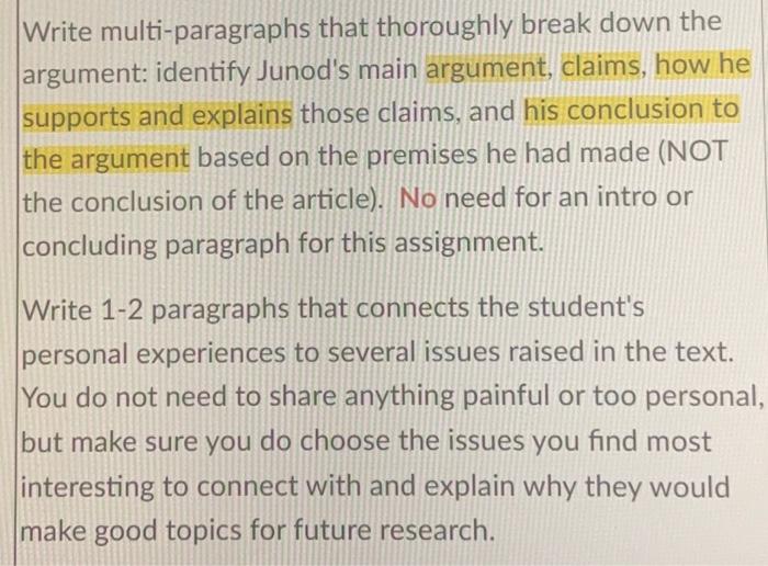 Write multi-paragraphs that thoroughly break down the | Chegg.com