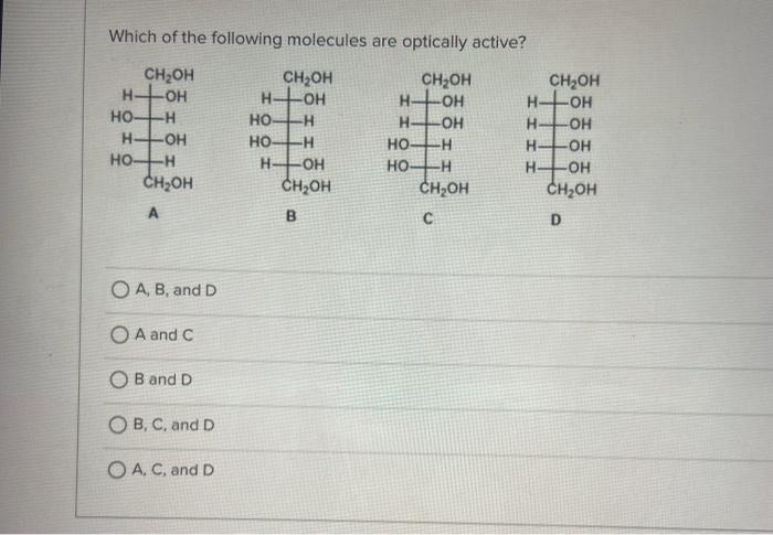 Solved Which of the following molecules are optically | Chegg.com