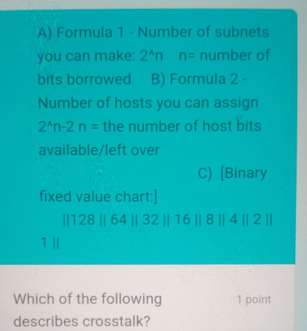 Solved A) Formula 1 - Number of subnets you can make: 2∧nn= | Chegg.com