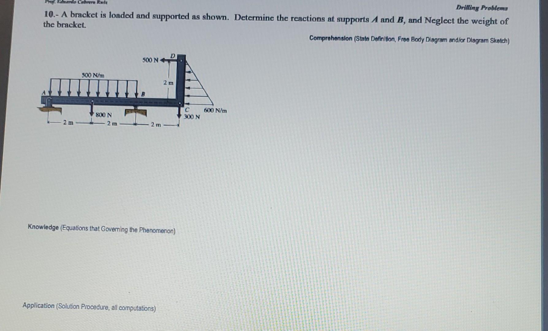 Solved Drilling Probtems 10.- A bracket is loaded and | Chegg.com