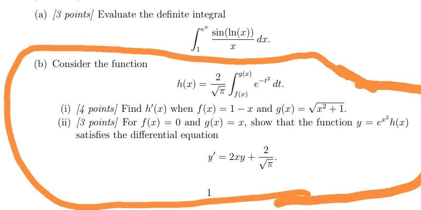 Solved (a) [3 points] Evaluate the definite integral \\[ | Chegg.com