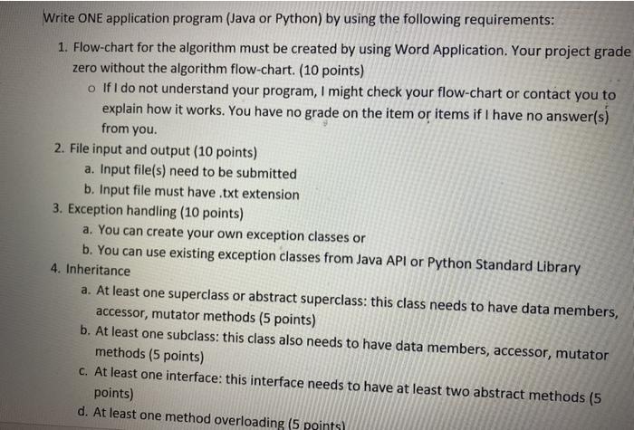 Solved Write ONE application program (Java or Python) by | Chegg.com