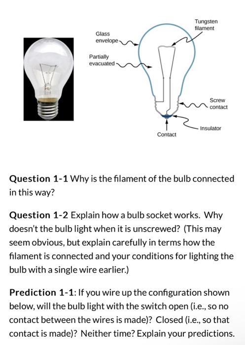Solved Question 1-1 Why is the filament of the bulb | Chegg.com