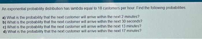 Solved An exponential probability distribution has lambda | Chegg.com