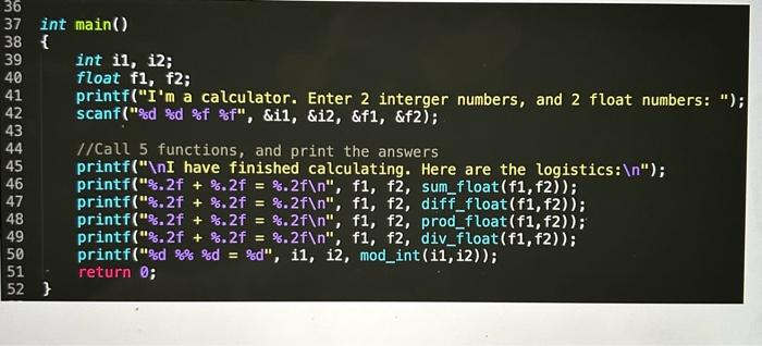 Solved Function takes no 2 floats and returns a float*/ 212 | Chegg.com