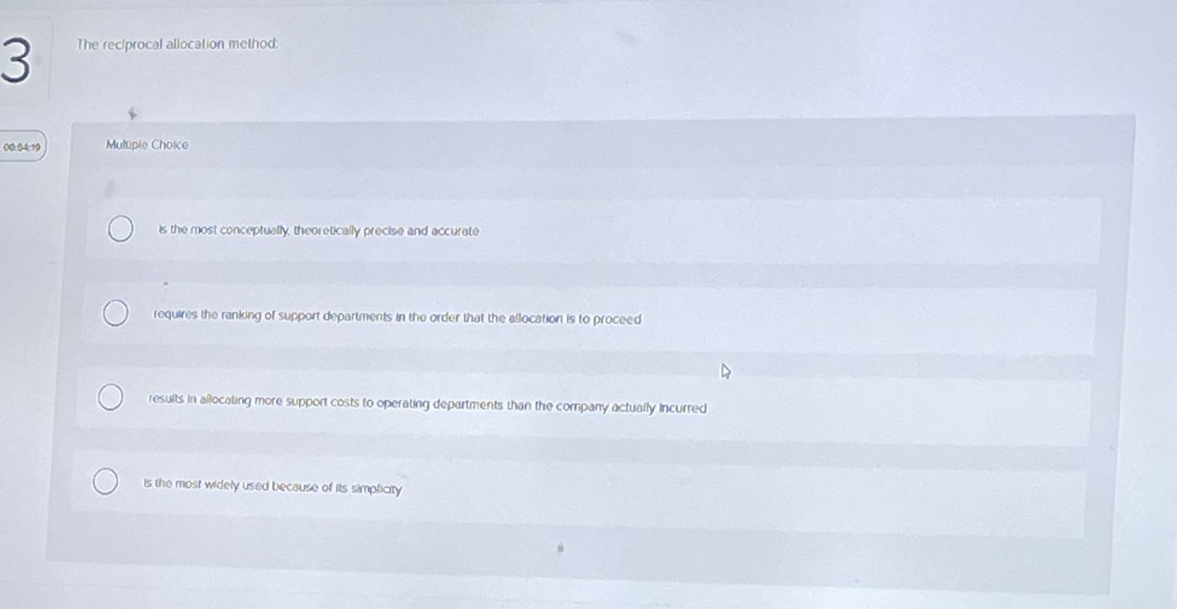 Solved The reciprocal allocation method:Multiple ChotceIt | Chegg.com