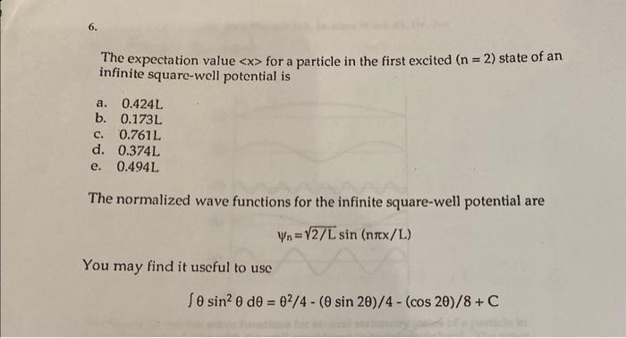 Solved The Expectation Value X For A Particle In The First