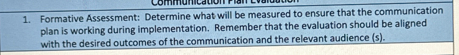 Solved Formative Assessment: Determine what will be measured | Chegg.com