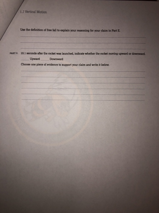 Solved UNIT 1 Kinematics 1.J Vertical Motion NAME DATE | Chegg.com