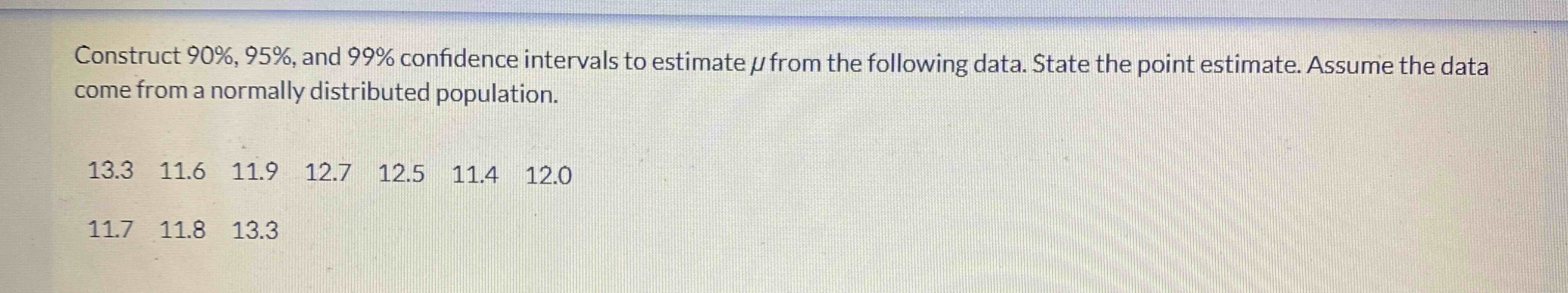 Solved by an EXPERT Construct 90%,95%, ﻿and 99% ﻿confidence intervals to | Chegg.com