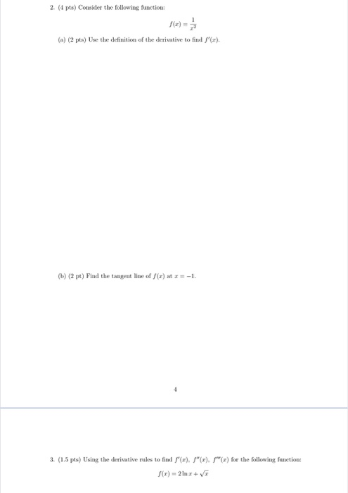 Solved 2. (4 pts) Consider the following function: (a) (2 | Chegg.com