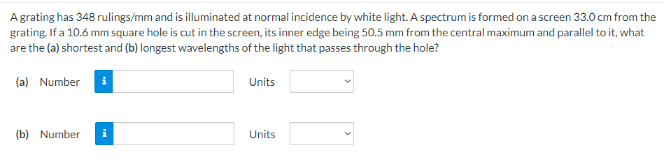Solved A grating has 348 ﻿rulings/mm and is illuminated at | Chegg.com