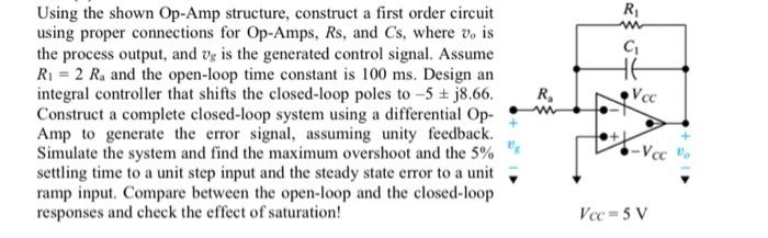 Solved Using the shown Op-Amp structure, construct a first | Chegg.com