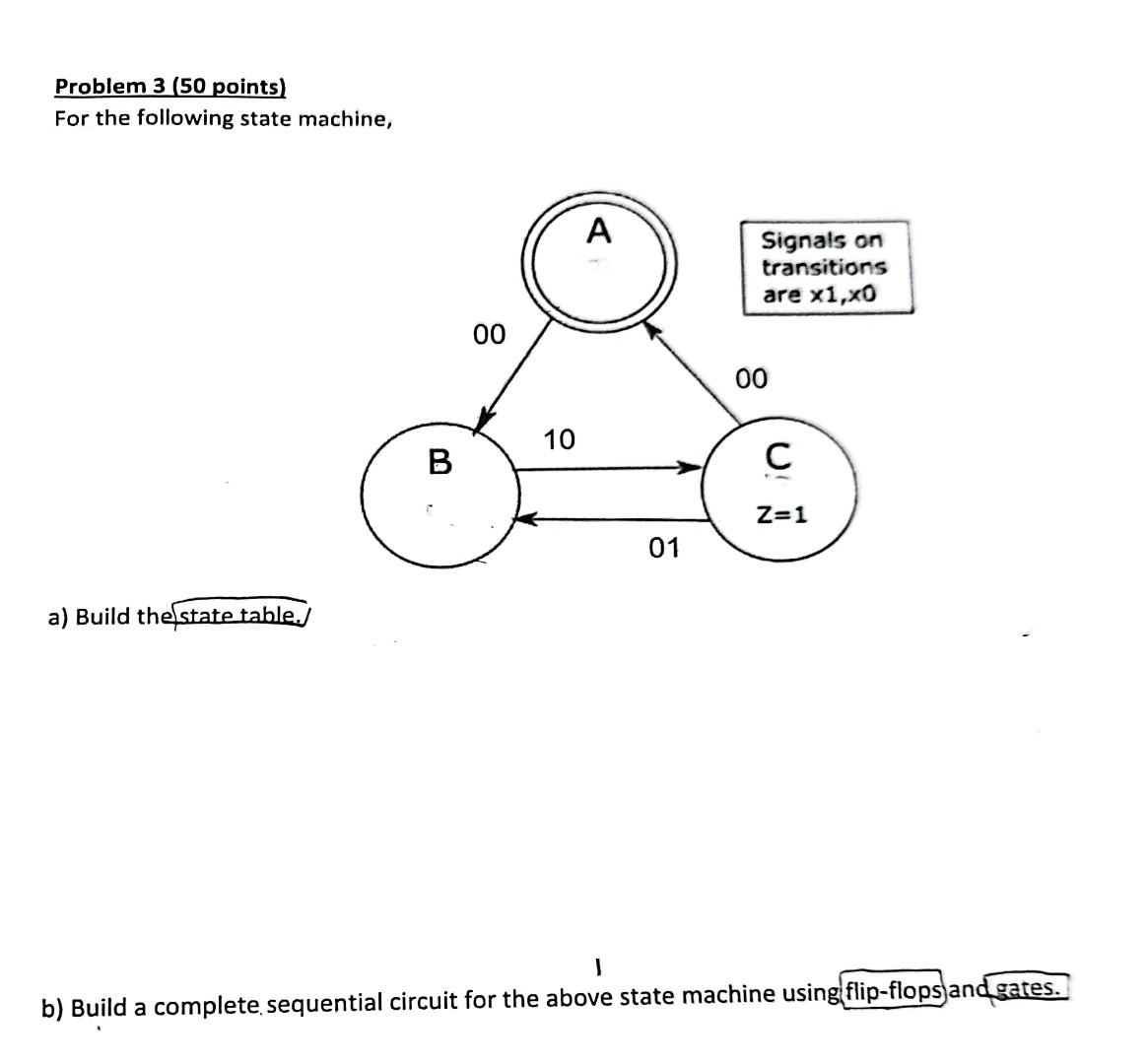 Solved Problem 3 (50 points) For the following state | Chegg.com