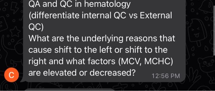 Solved QA and QC in hematology (differentiate internal QC vs | Chegg.com