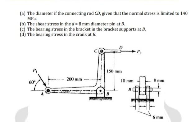 Solved (6) 1.2 The bell-crank mechanism shown in the figure | Chegg.com