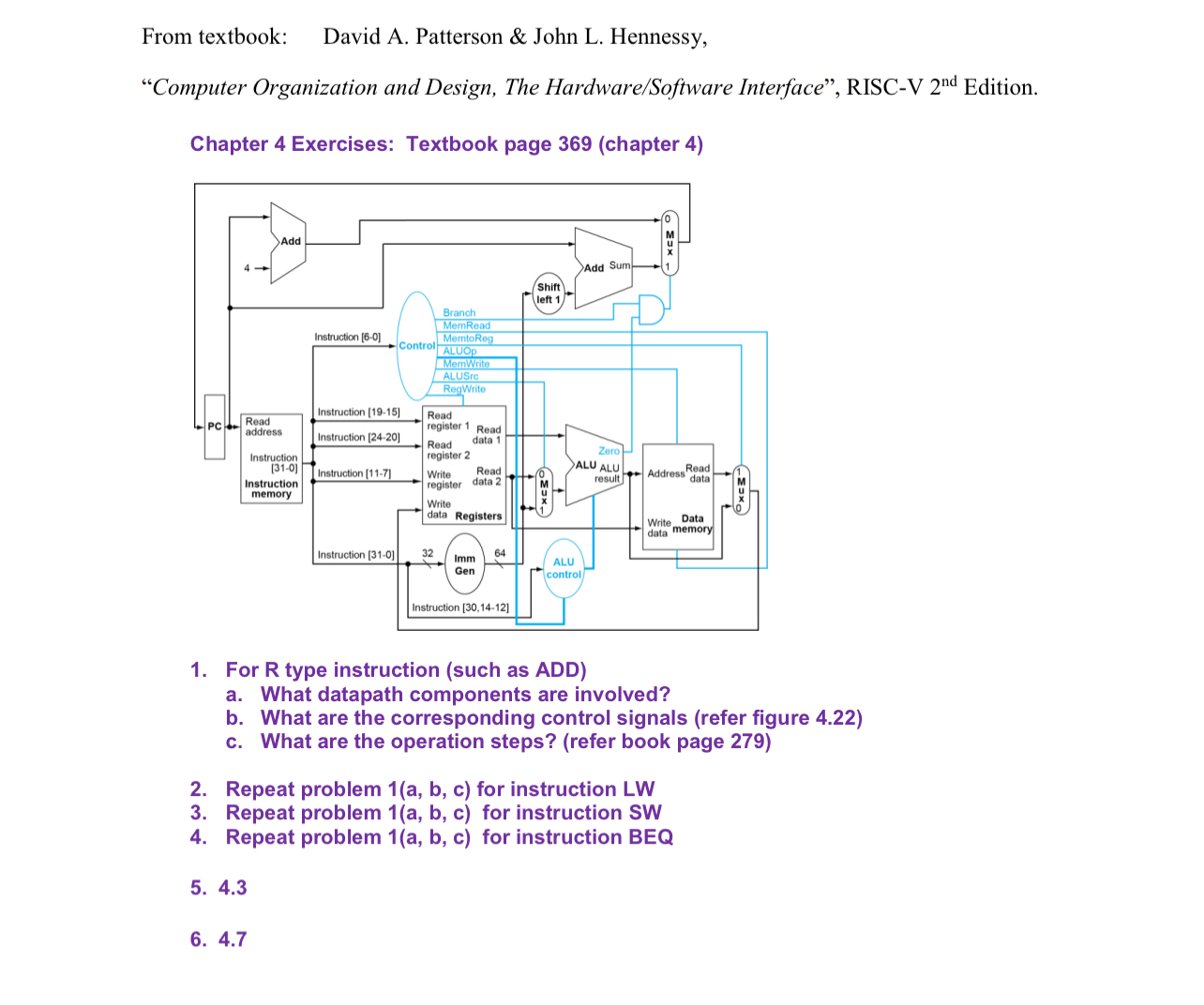 Solved From textbook:David A. ﻿Patterson & John L. | Chegg.com