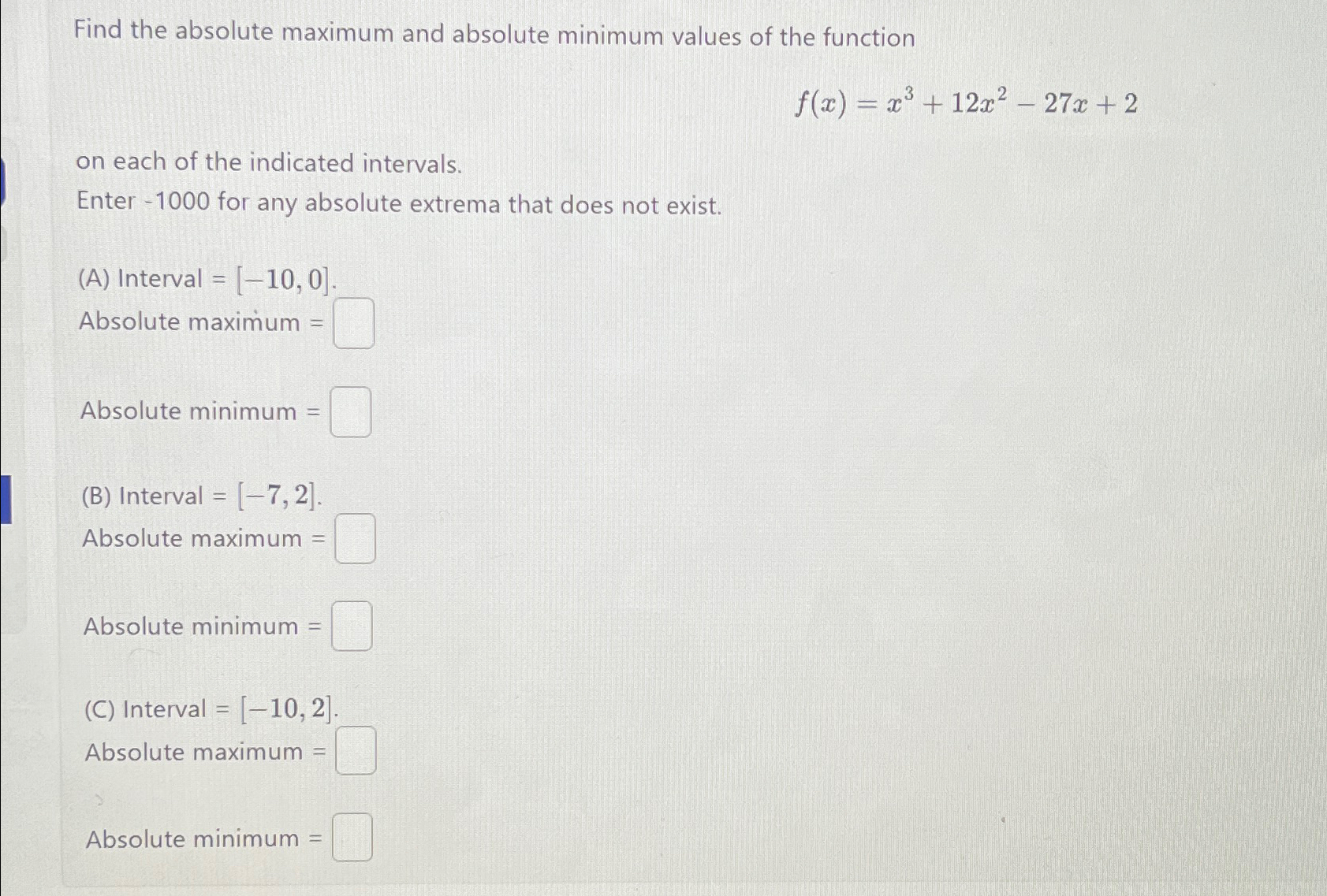 Solved Find the absolute maximum and absolute minimum values | Chegg.com