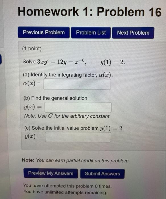 Solved Homework 1 Problem 16 Previous Problem Problem List 4490