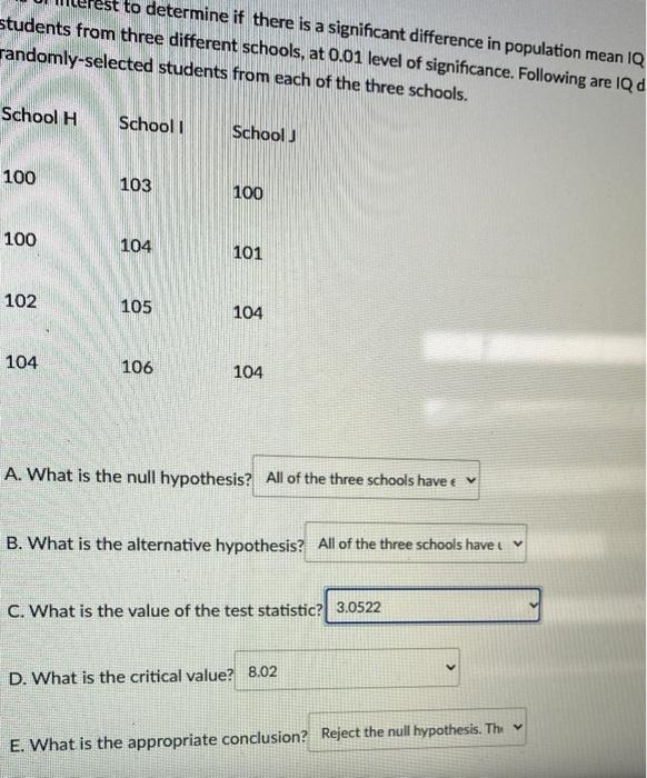 Solved to determine if there is a significant difference in | Chegg.com