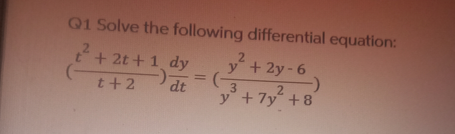 Solved Q1 Solve the following differential | Chegg.com Solved Q1 Solve the following differential | Chegg.com