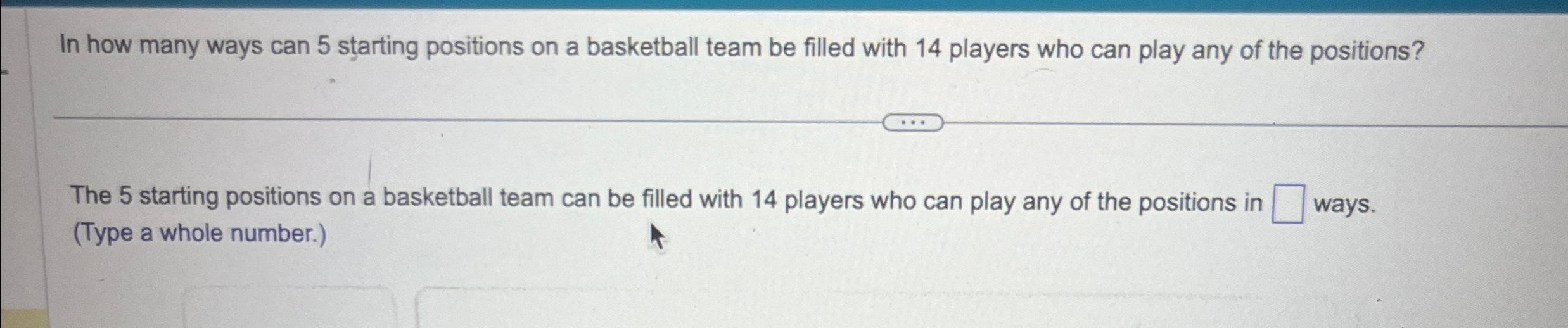 Solved In how many ways can 5 ﻿starting positions on a | Chegg.com
