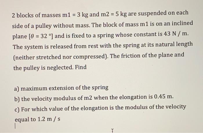 Solved 2 blocks of masses m1 = 3kg and m2 = 5kg are | Chegg.com