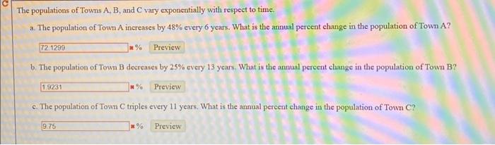 Solved The populations of Towns A, B, and C vary | Chegg.com