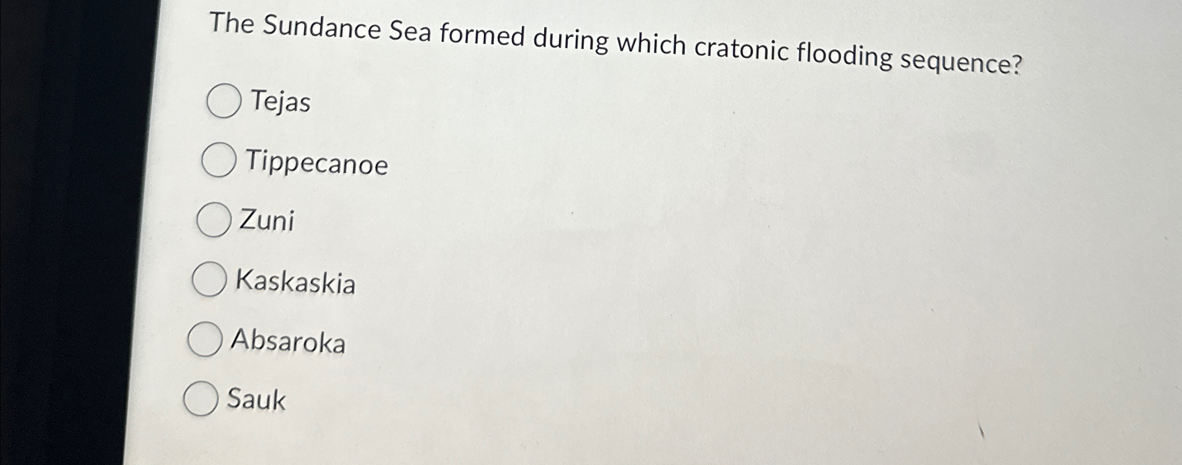 Solved The Sundance Sea formed during which cratonic | Chegg.com