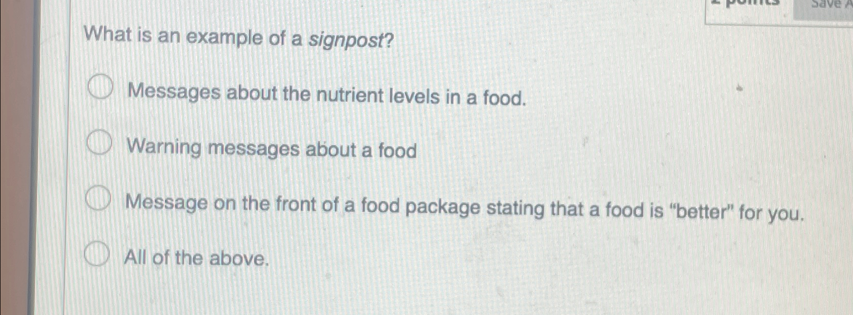 Solved What is an example of a signpost?Messages about the | Chegg.com