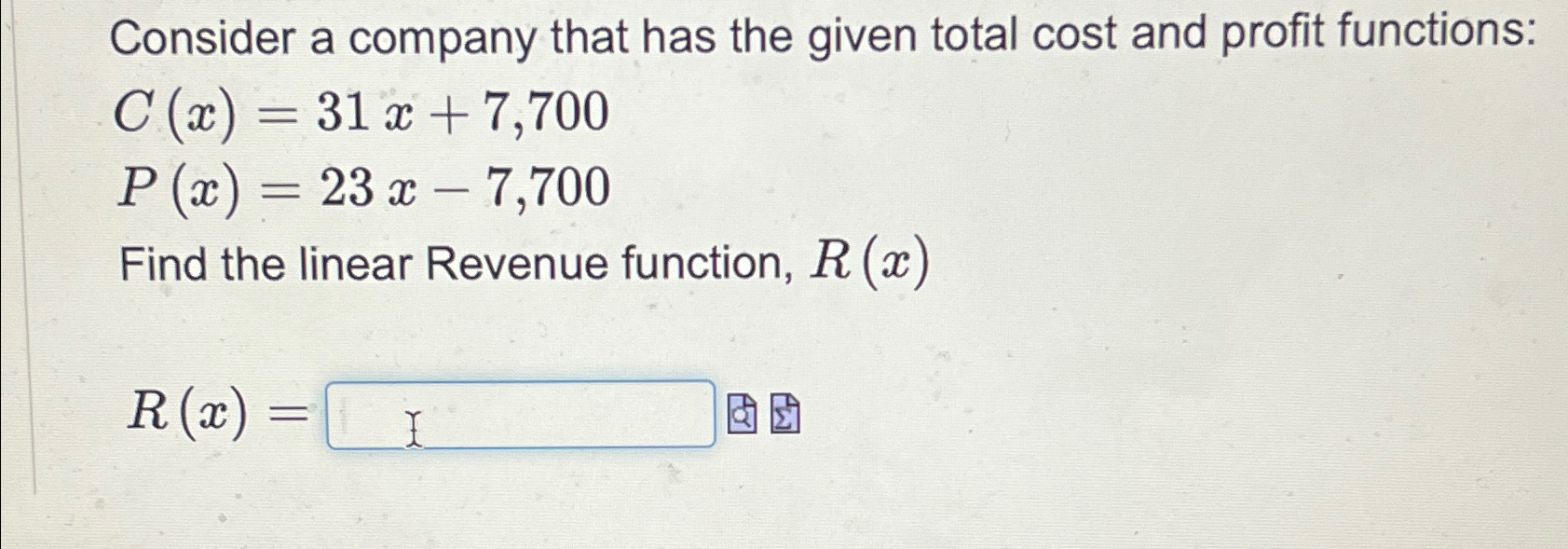 Solved Consider a company that has the given total cost and | Chegg.com