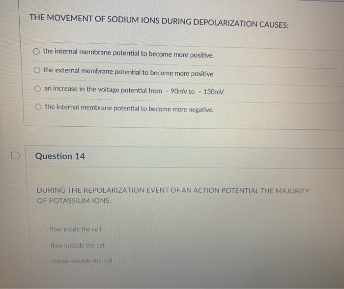 Solved THE MOVEMENT OF SODIUM IONS DURING DEPOLARIZATION | Chegg.com