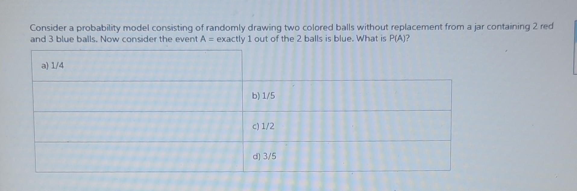 Solved Consider a probability model consisting of randomly | Chegg.com
