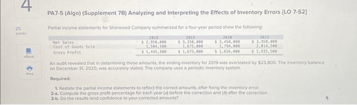 Solved PA7-5 (Algo) (Supplement 78) Analyzing and | Chegg.com
