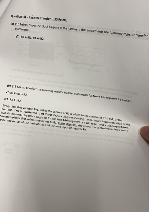 Solved Question (4) - Register Transfer - (25 Points) (a) | Chegg.com