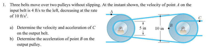 Solved 1. ﻿Three belts move over two pulleys without | Chegg.com