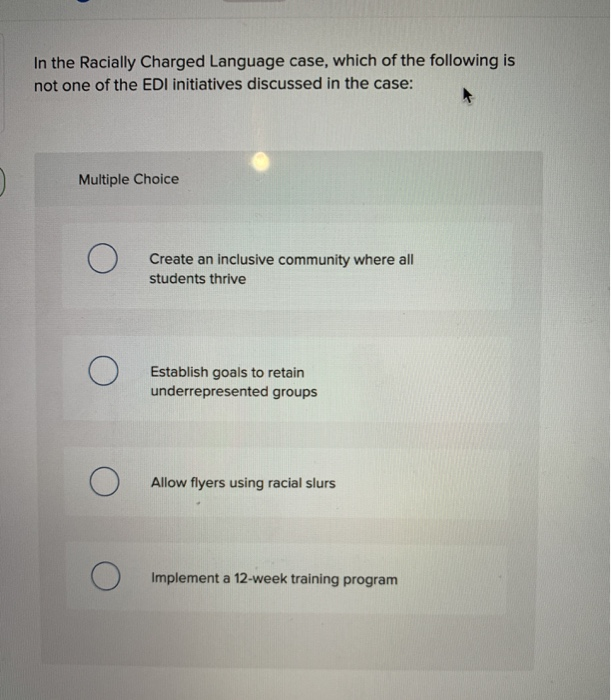 Solved In the Racially charged Language case, which of the | Chegg.com