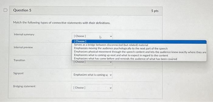 Match the following types of connective statements | Chegg.com