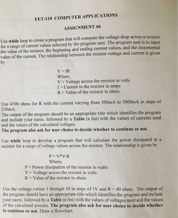 Solved Eet 110 Computer Applications Assignment 6 Use While 0097