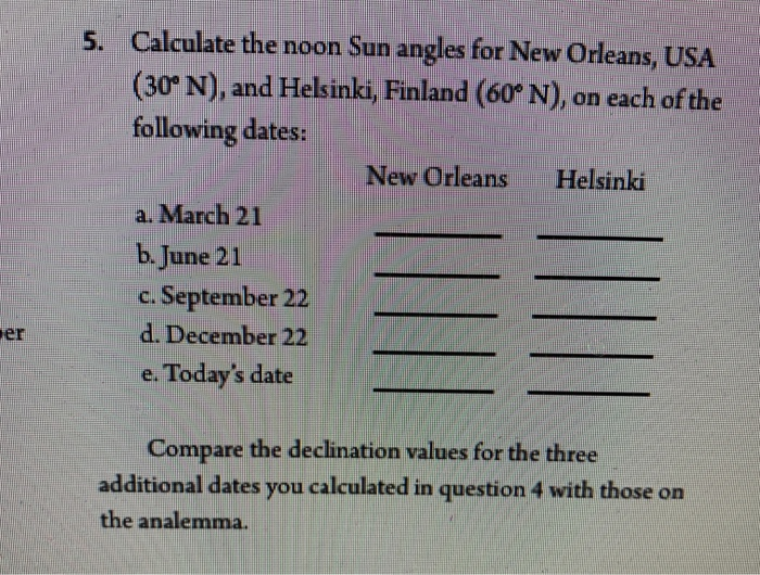 Solved 4. Calculate the subsolar point on: a. March 21 b. | Chegg.com