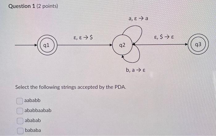 Solved Question 1 ( 2 points) Select the following strings | Chegg.com