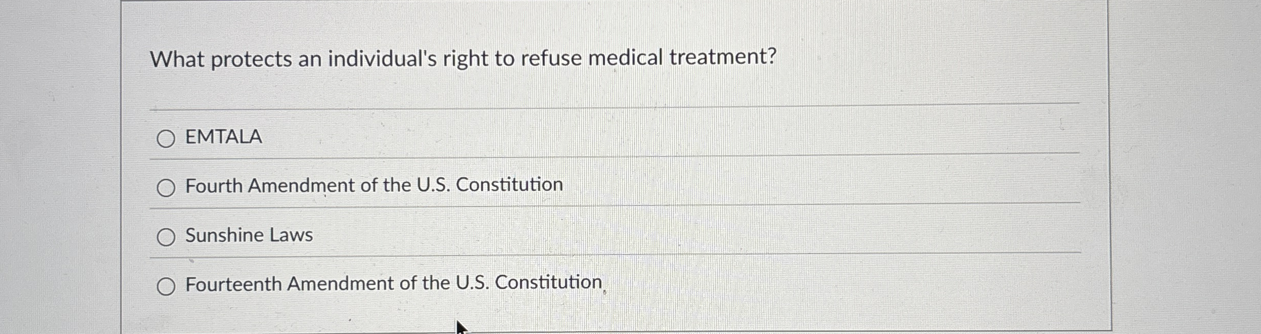 Solved What protects an individual's right to refuse medical | Chegg.com