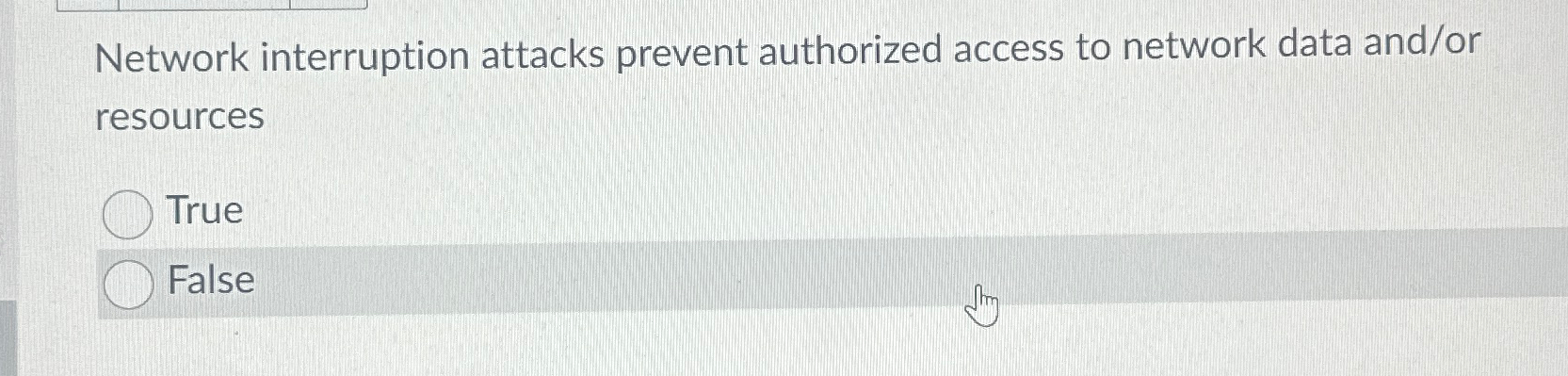 Solved Network interruption attacks prevent authorized | Chegg.com