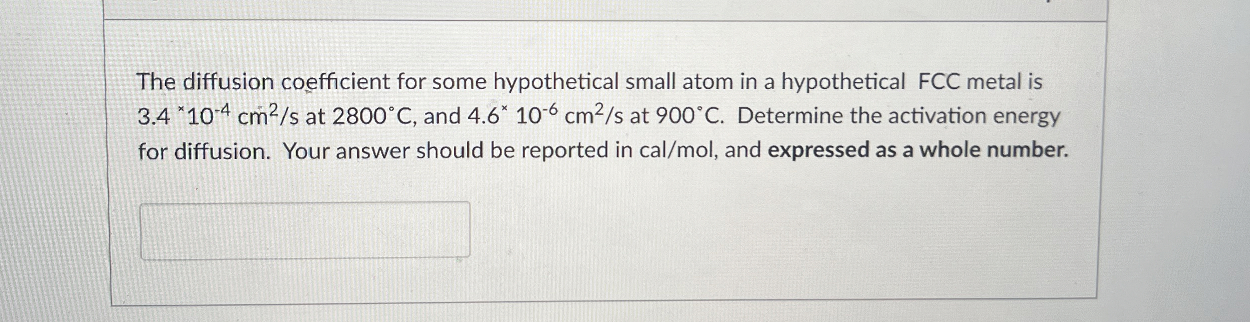 Solved The diffusion coefficient for some hypothetical small | Chegg.com