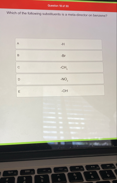 Solved Question 18 ﻿of 30Which of the following substituents | Chegg.com