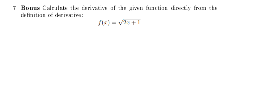 Solved Bonus Calculate the derivative of the given function | Chegg.com