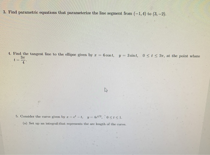 Solved 3. Find parametric equations that parameterize the | Chegg.com