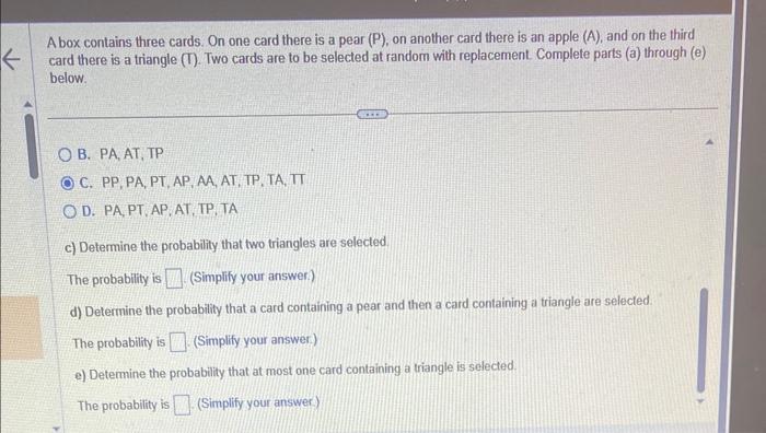 Solved A box contains three cards. On one card there is a | Chegg.com
