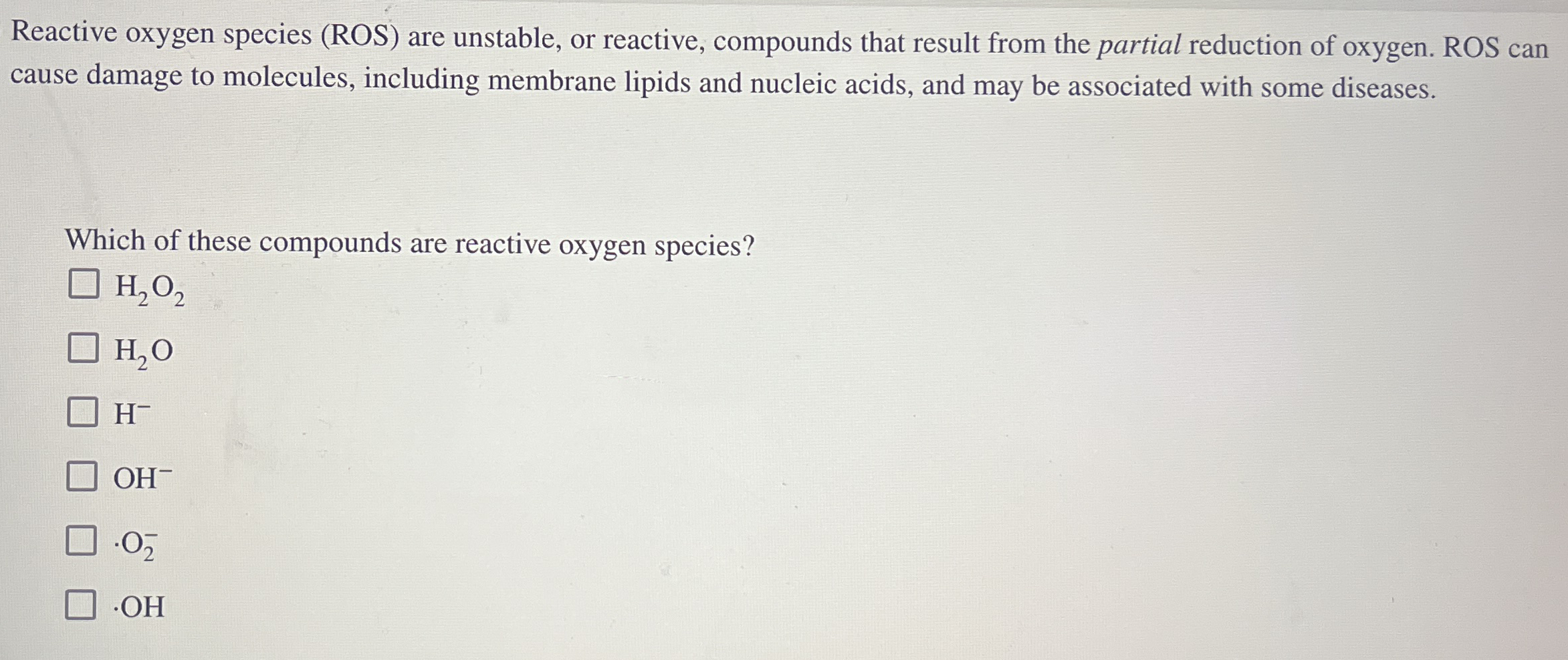 High Quality SOLUTION Reactive oxygen species (ROS) ﻿are unstable, or ...