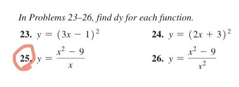 Solved In Problems 23-26, find dy for each function. 23. | Chegg.com